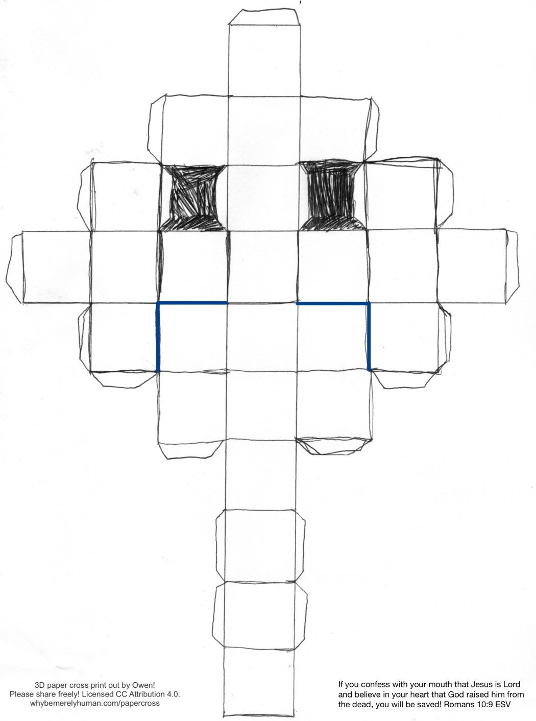 Free 3D paper origami cross craft - Why Be Merely Human